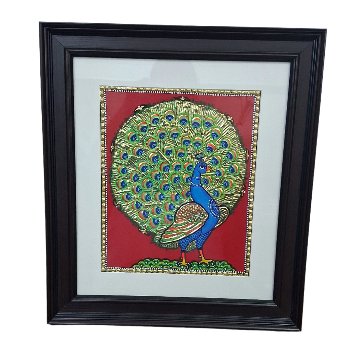 18" Handmade Peacock Design Tanjore Painting – VTI HERITAGE