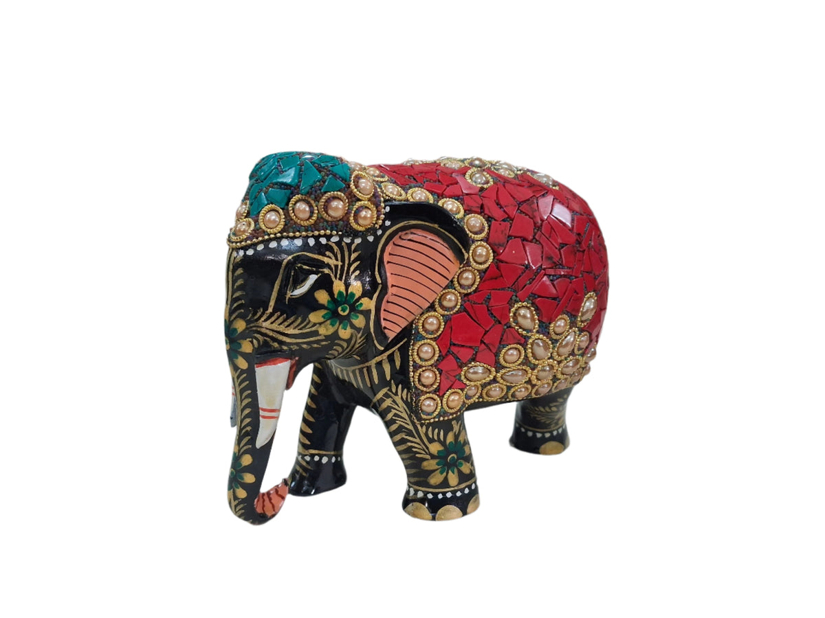 4" Wooden Painted with Stone Work Elephant (Assorted Designs) – VTI ...