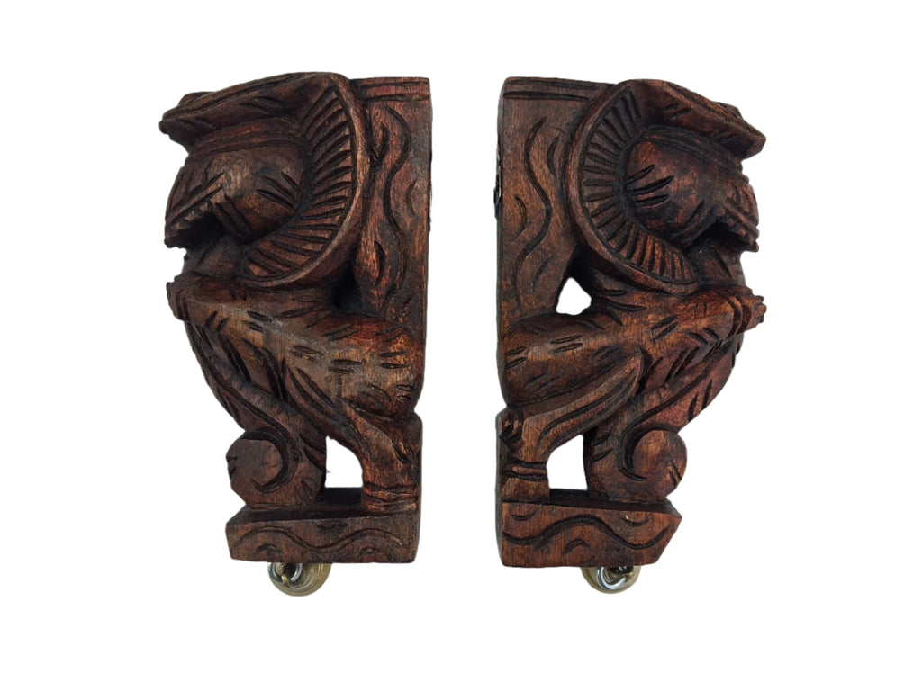 7" Handmade Wooden Hand Carved Yazhi Design Wall Brackets – VTI HERITAGE