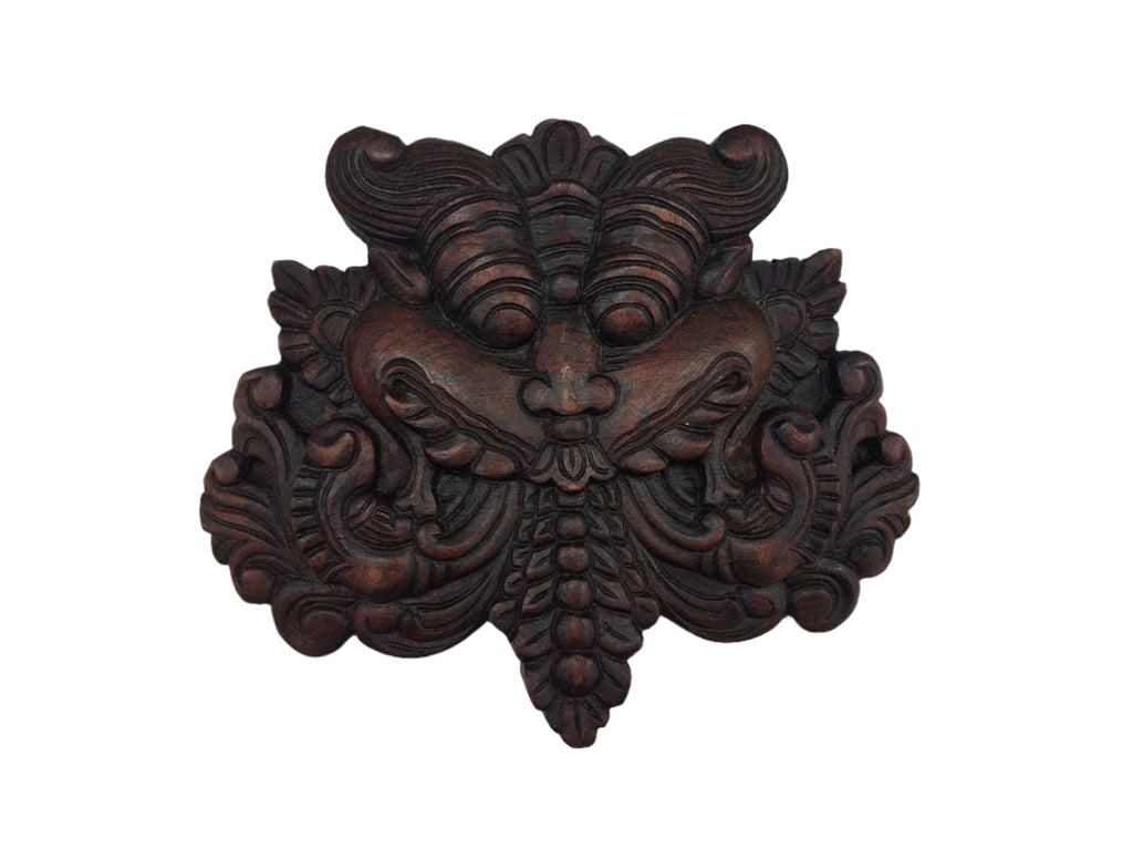10" Handmade Wooden Carved Yazhi Mask Wall Hanging – VTI HERITAGE
