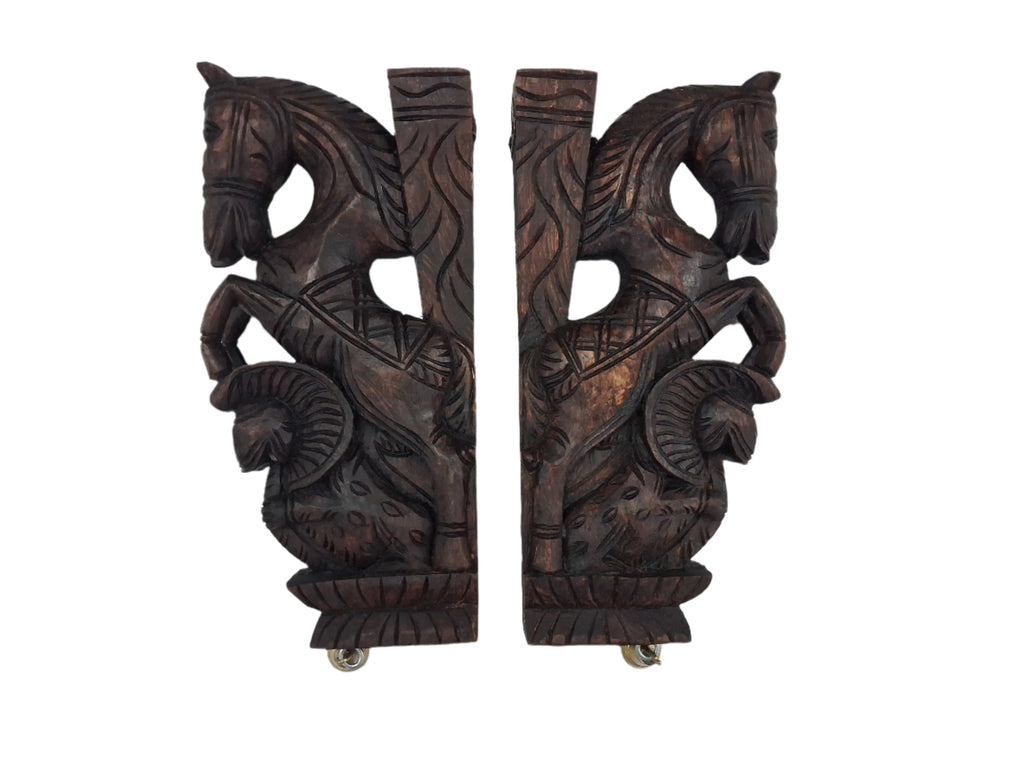 12" Handmade Wooden Carved Horse Wall Brackets – VTI HERITAGE
