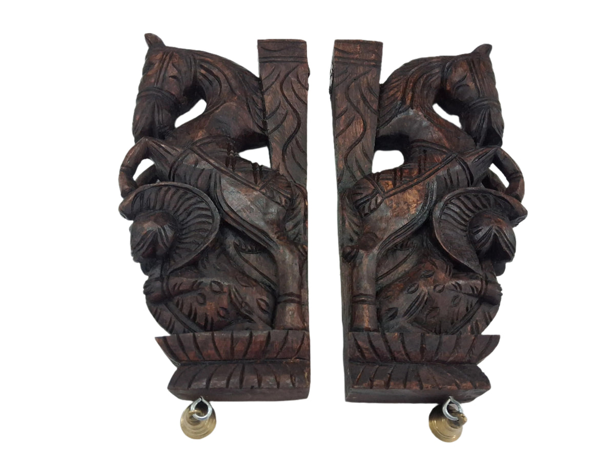 12" Handmade Wooden Carved Horse Wall Brackets – VTI HERITAGE
