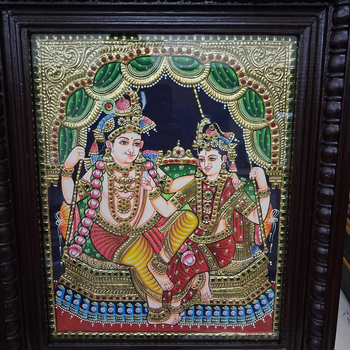 18" Handmade Tanjore Painting Radha Krishna – VTI HERITAGE