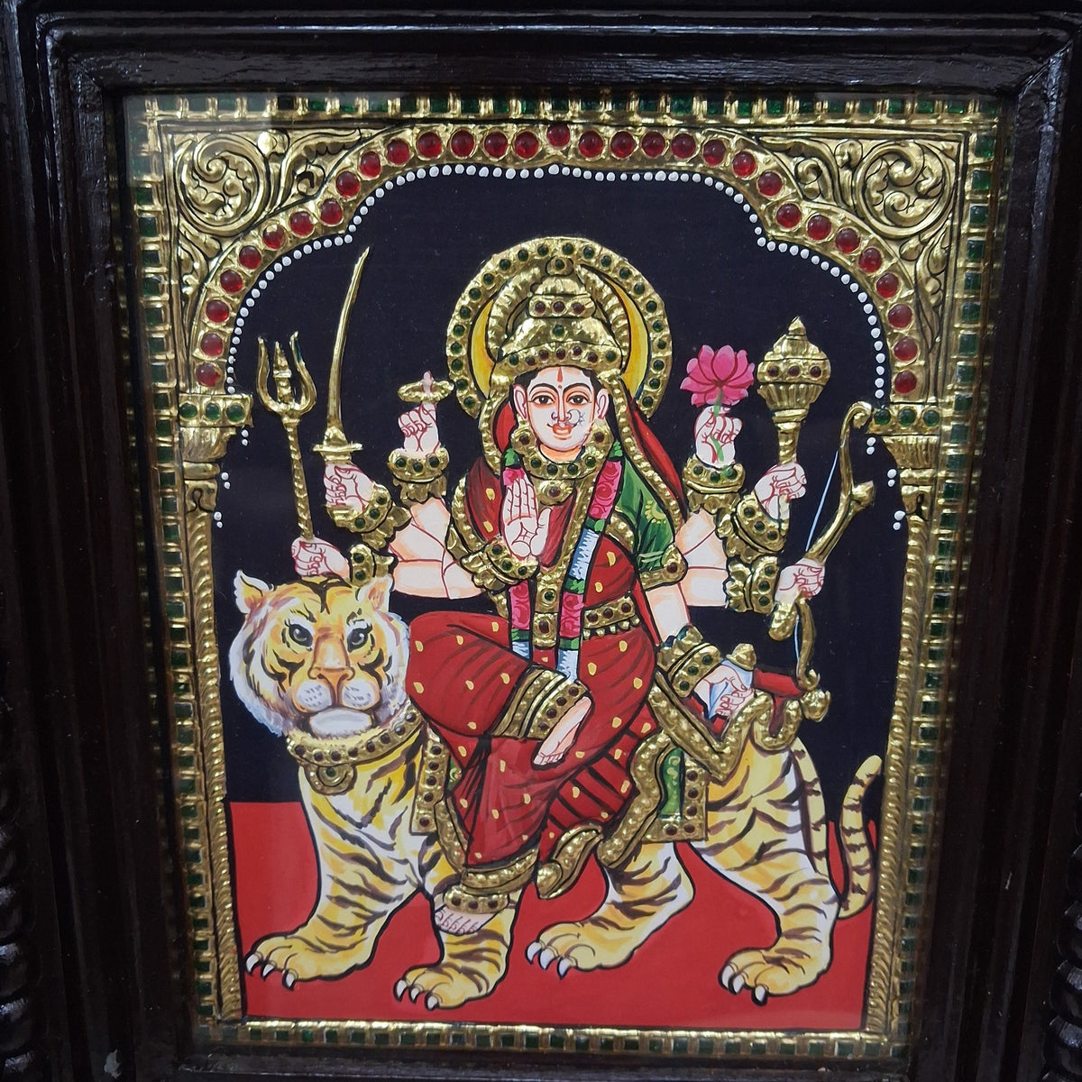 13" Tanjore Painting Goddess Durga Devi – VTI HERITAGE