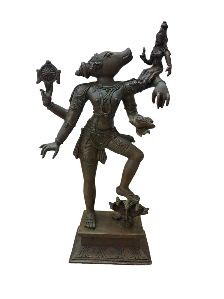 18" Bronze Bhoovaraha Swamy Varaha Lakshmi Statue – VTI HERITAGE