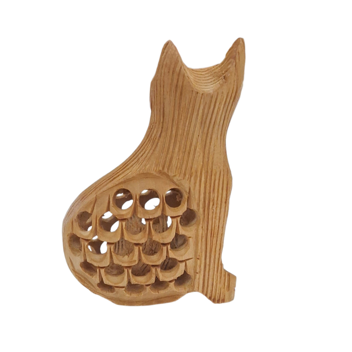3.5" Handmade Wooden Jali Work Cat for Showpiece – VTI HERITAGE