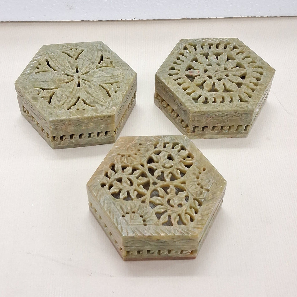 4" Handmade Soap Stone Jewel Box (Assorted Designs) – VTI HERITAGE