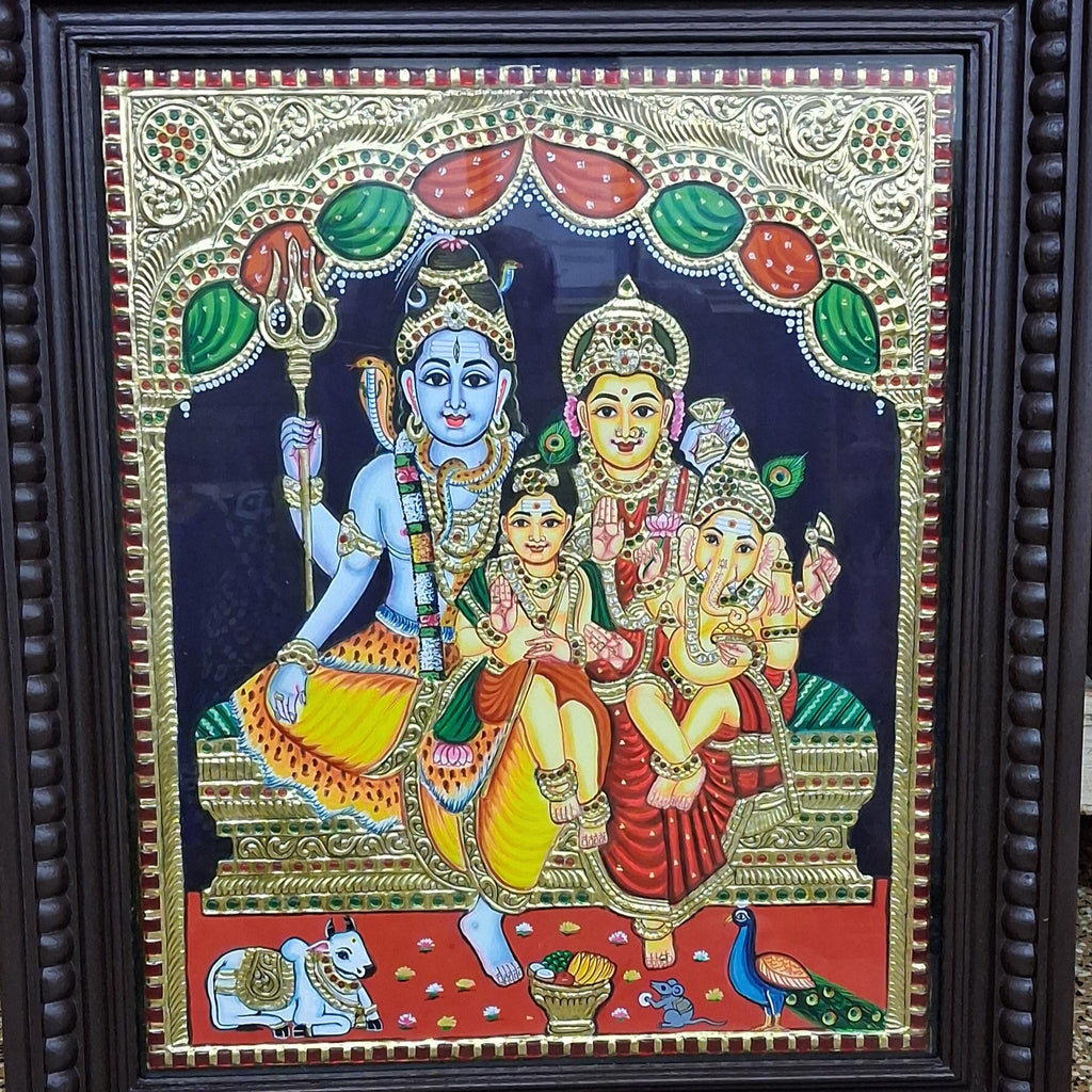 21" Handmade Tanjore Painting Shivan Family – VTI HERITAGE