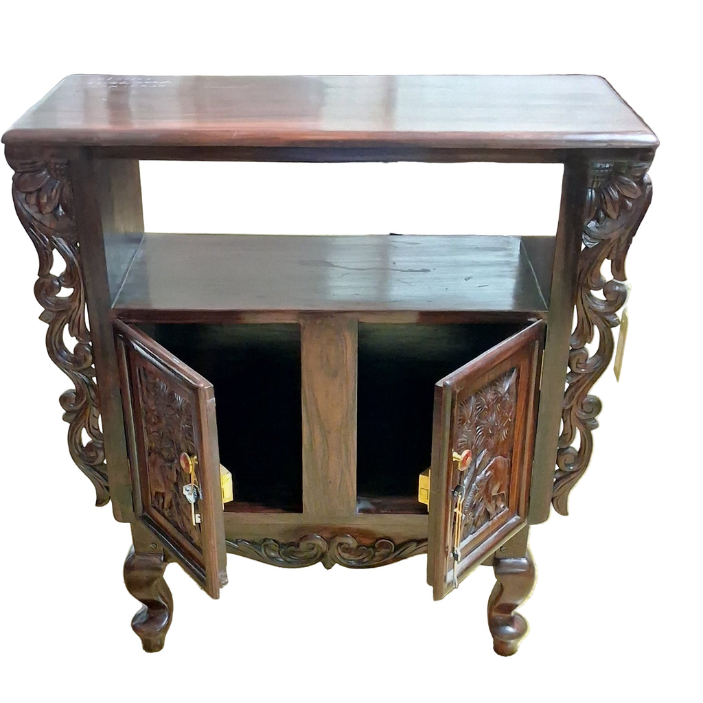30" Handmade Wooden Carved TV Stand for Home Decor – VTI HERITAGE