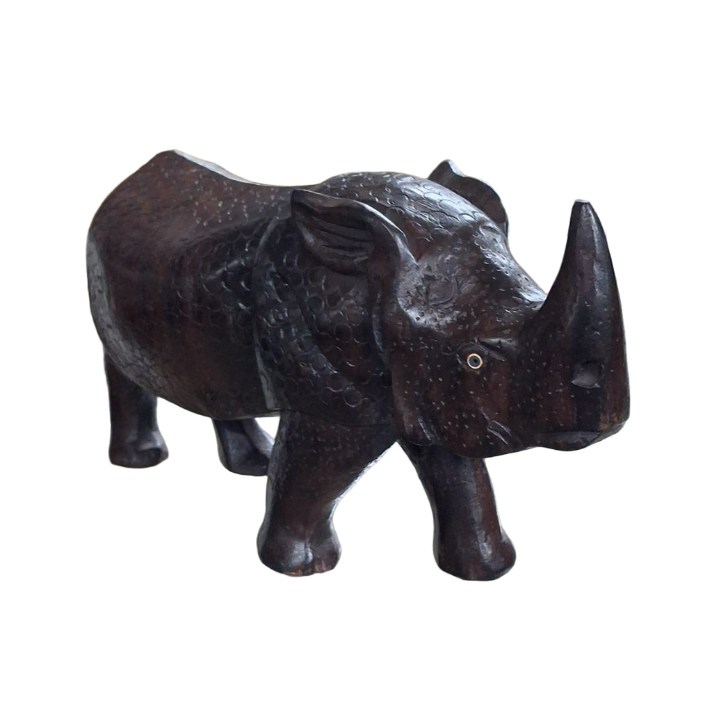 6" Handmade Rose Wood Rhino for Decorative Showpiece – VTI HERITAGE