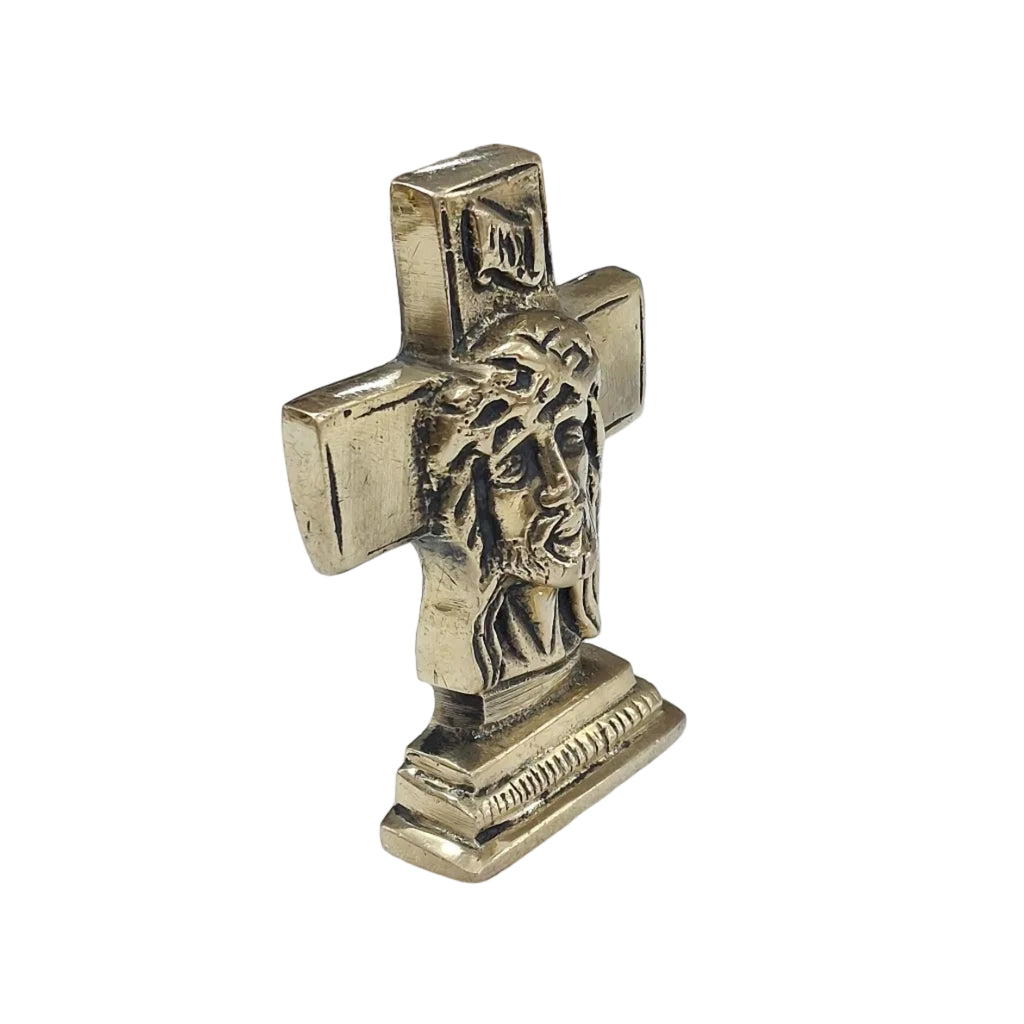 3.5" Brass Jesus Christ Cross Statue Idol for Home and Car Dashboard ...