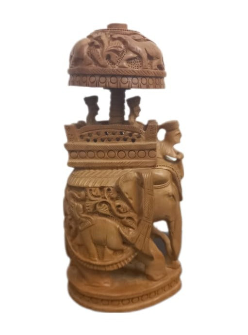 8" Handmade Wooden Umbrella Design Ambari Elephant – VTI HERITAGE