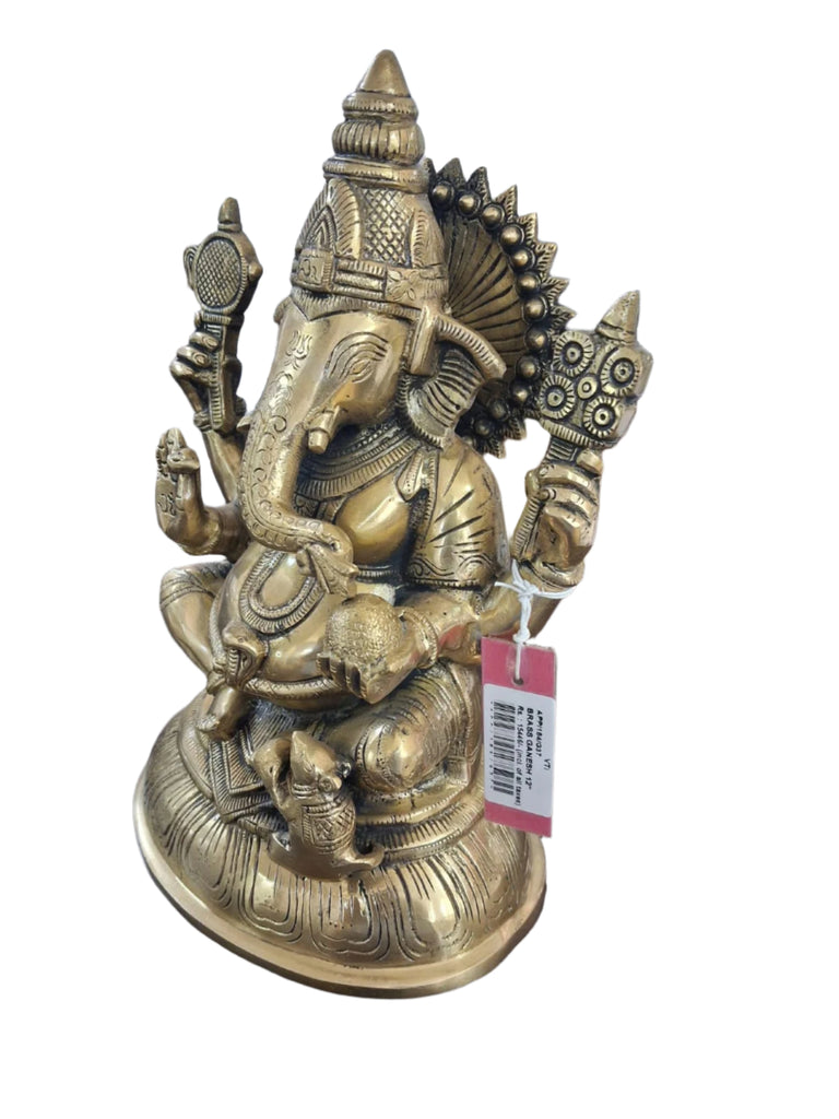12" Brass Sitting Lord Ganesh Statue/Idol – VTI HERITAGE