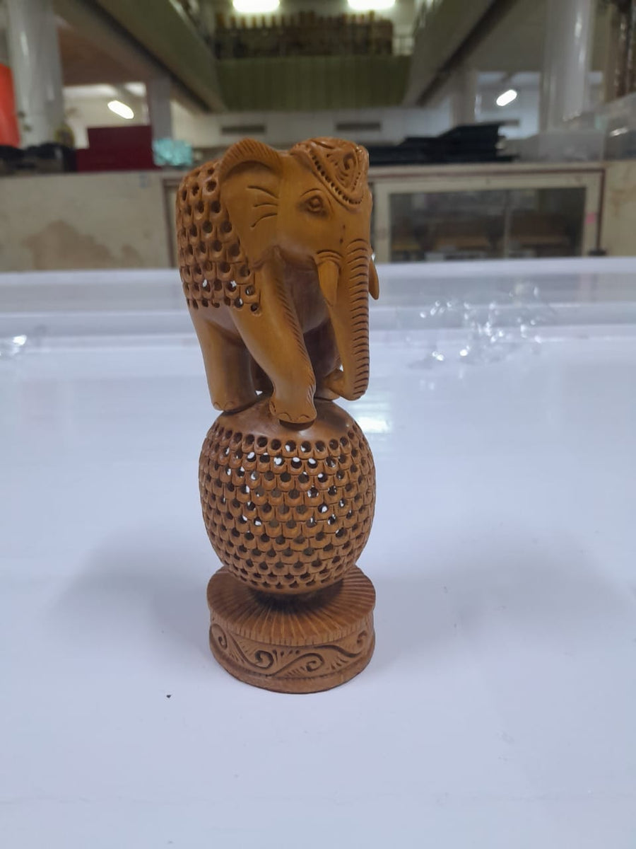 6" Handmade Sandal Wood Jali Work Ball Elephant for Home Decor – VTI ...