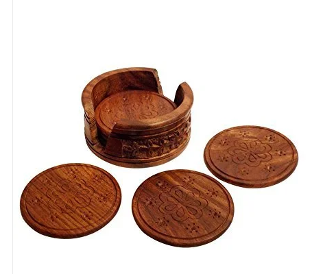 Handmade Wooden Round Coasters Set – VTI HERITAGE