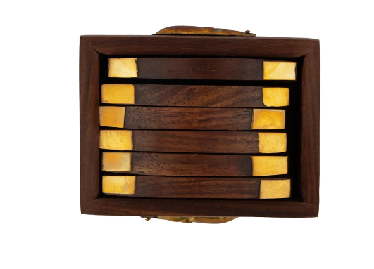 Handmade Wooden Brass Elephant Inlaid Coasters Set – VTI HERITAGE