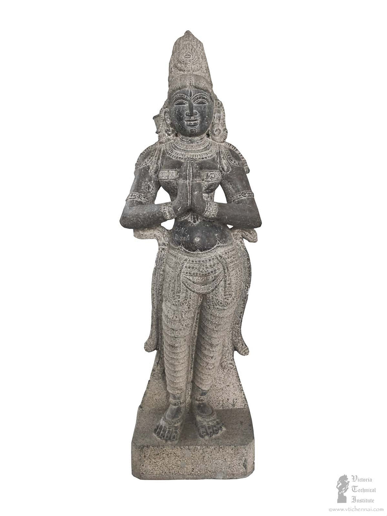 4.5 Ft Handmade Granite Stone Welcome Lady Statue – VTI HERITAGE