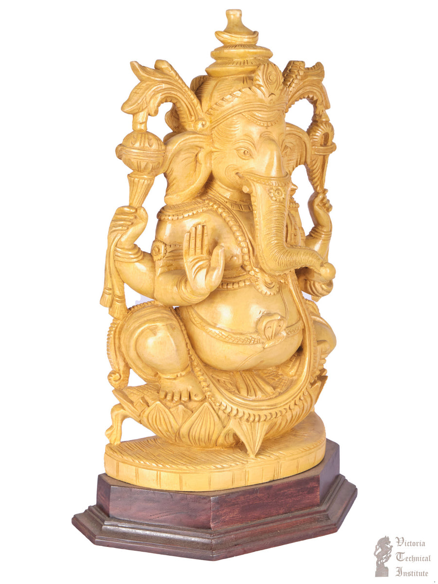 18" Handmade Wooden Lord Ganesha Statue – VTI HERITAGE