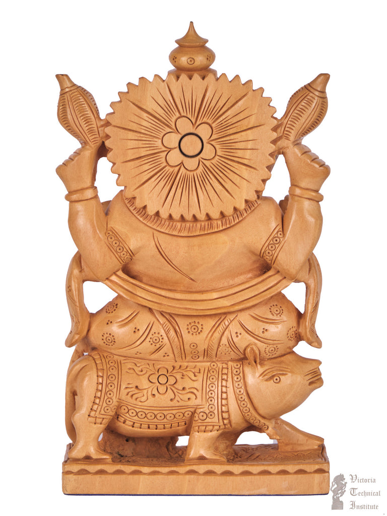 7" Handmade Wooden Lord Mooshika Ganesh Statue – VTI HERITAGE