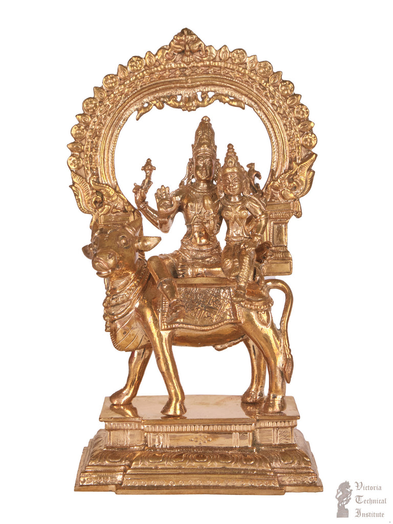 8" Handmade Bronze Pradosha Moorthy (Shiva Parvati) Statue – VTI HERITAGE