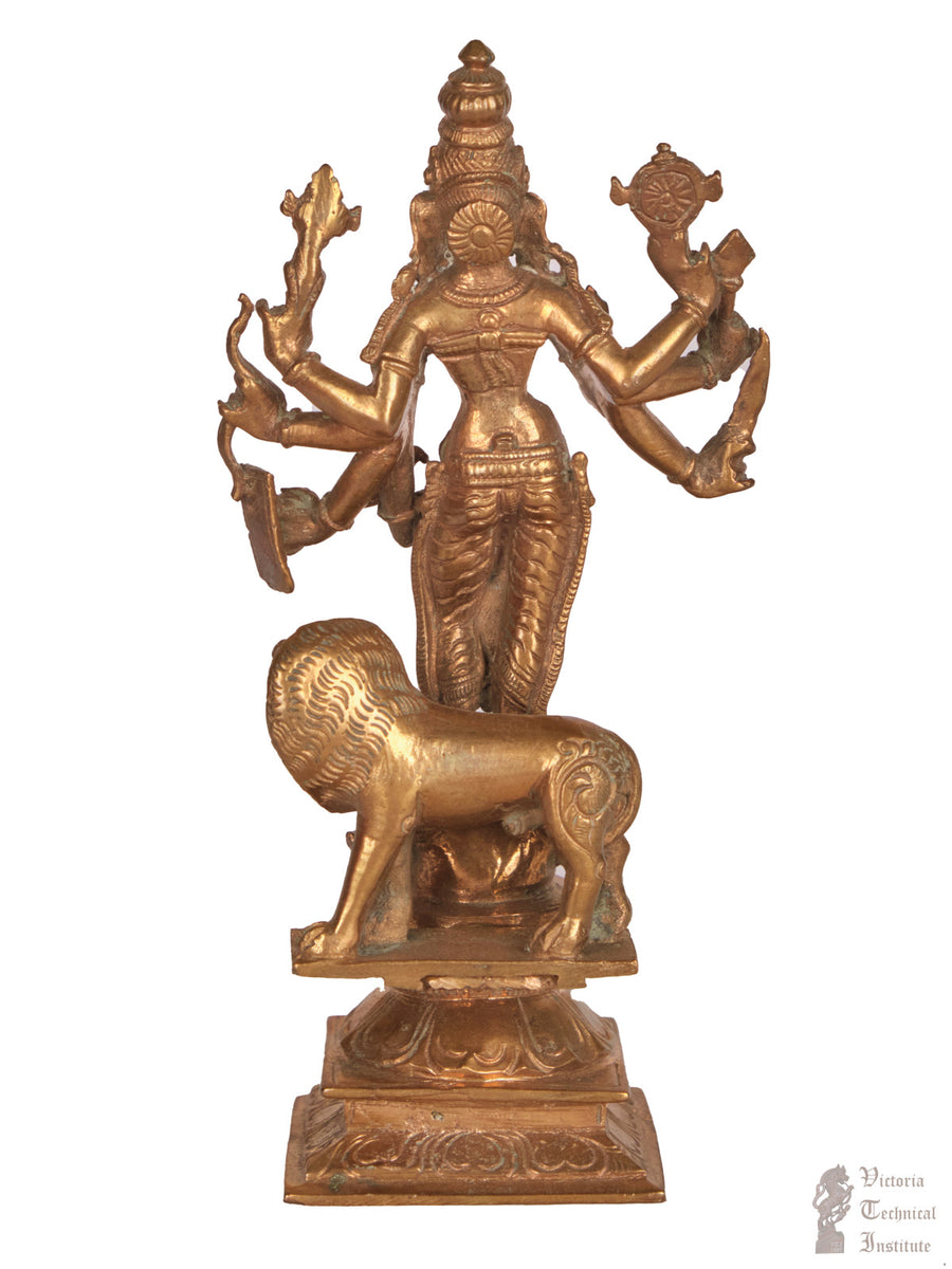 6" Handmade Bronze Standing Durga Statue – VTI HERITAGE