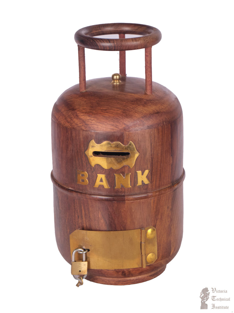 9" Handmade Wooden Cylinder Shape Piggy Bank – VTI HERITAGE