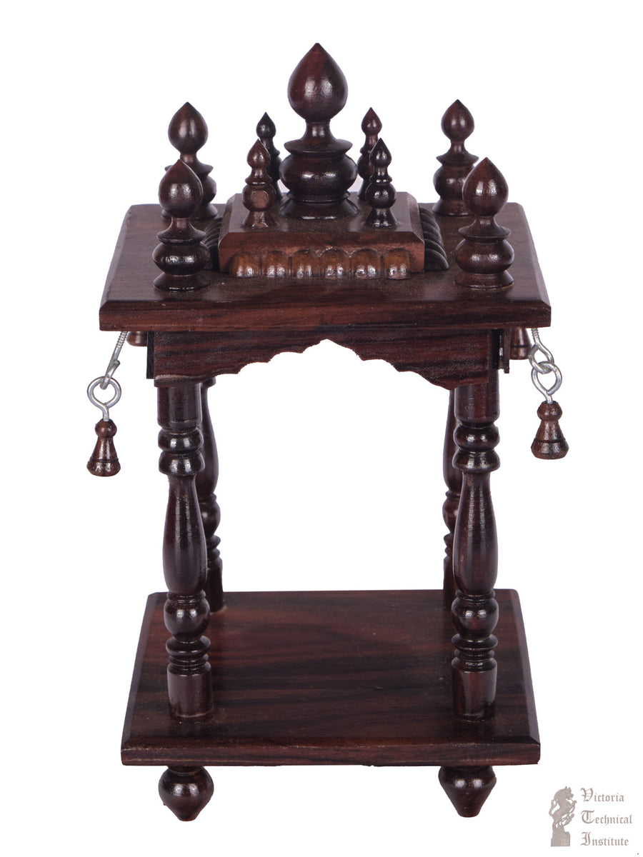 10" Handmade Wooden Small Pooja Mandir – VTI HERITAGE