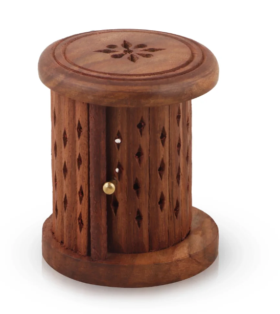 3.5" Handmade Wooden Shutter Design Dhoop Box – VTI HERITAGE
