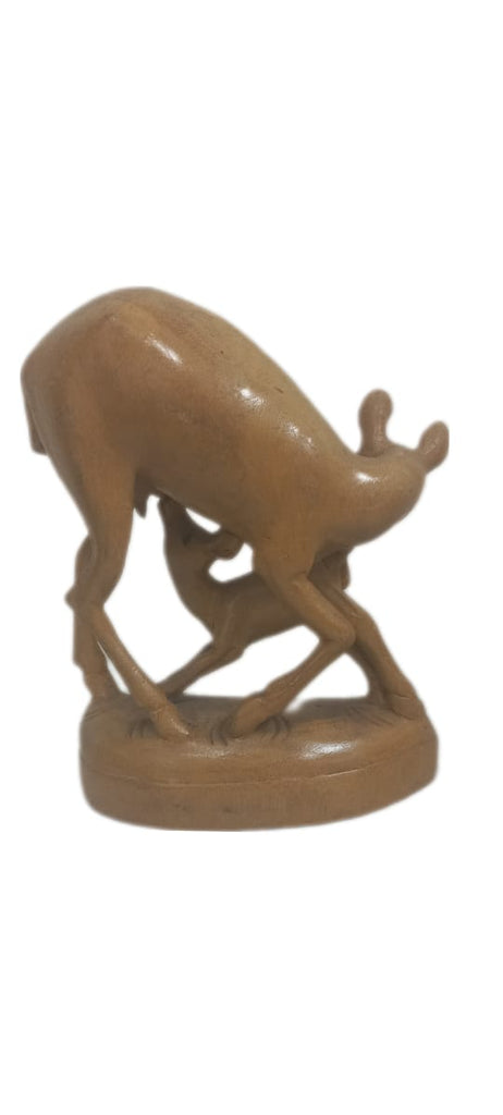 5" Handmade Wooden Dear With Baby For Beautiful Home Decor – VTI HERITAGE