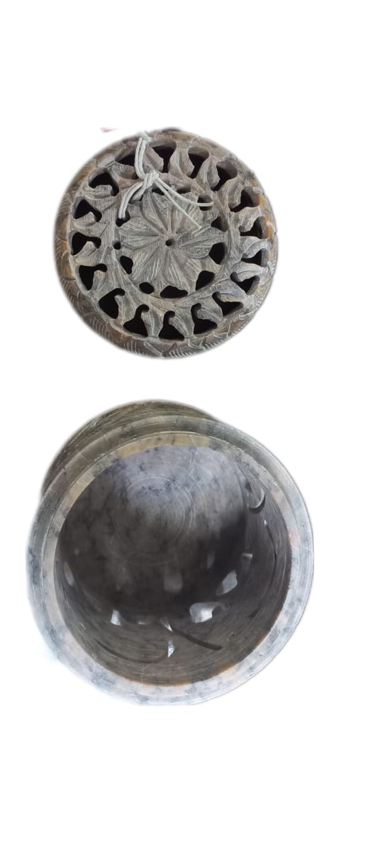 Handcrafted Stone Carved Round Butter Jali Work Box 3" – VTI HERITAGE