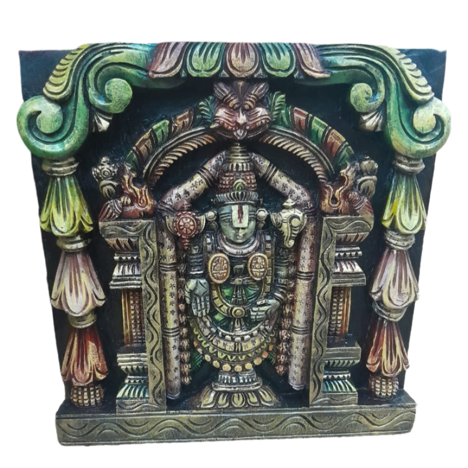 12" Tirupati Balaji Statue Wall Panel Lord Venkateshwara Sculpture Tem ...