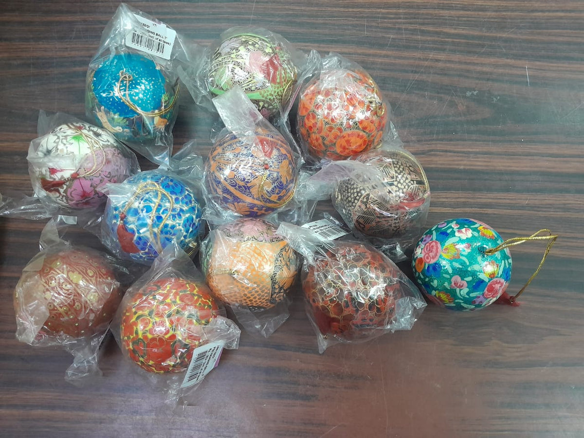 3" Handcrafted Kashmiri Paper Mache Christmas Tree Hanging Ball – VTI ...