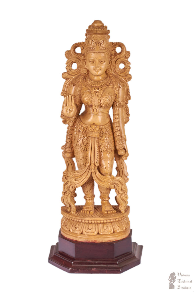 Handmade Wooden Goddess Standing Amman Statue – VTI HERITAGE