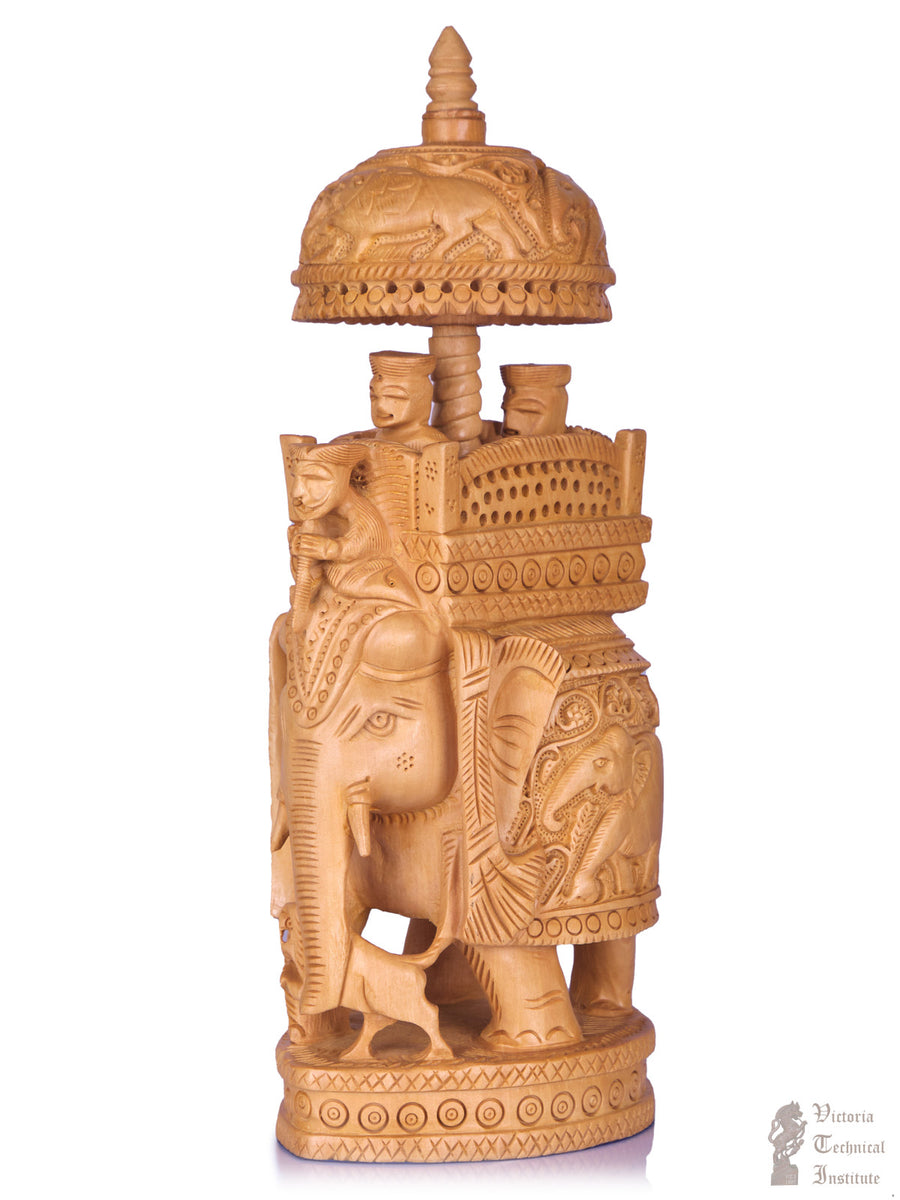 12" Handmade Wooden Umbrella Design Ambari Elephant – VTI HERITAGE