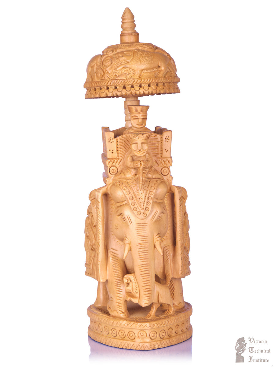 12" Handmade Wooden Umbrella Design Ambari Elephant – VTI HERITAGE