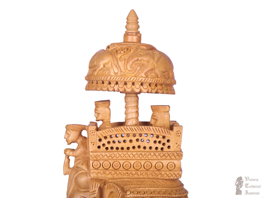 12" Handmade Wooden Umbrella Design Ambari Elephant – VTI HERITAGE