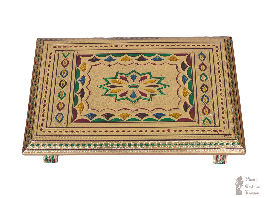 12" Handmade Wooden Meenakari Work Pooja Manai for Home Decor – VTI ...