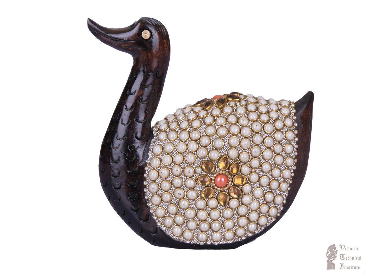 5" Handmade Wooden Moti Work Duck – VTI HERITAGE