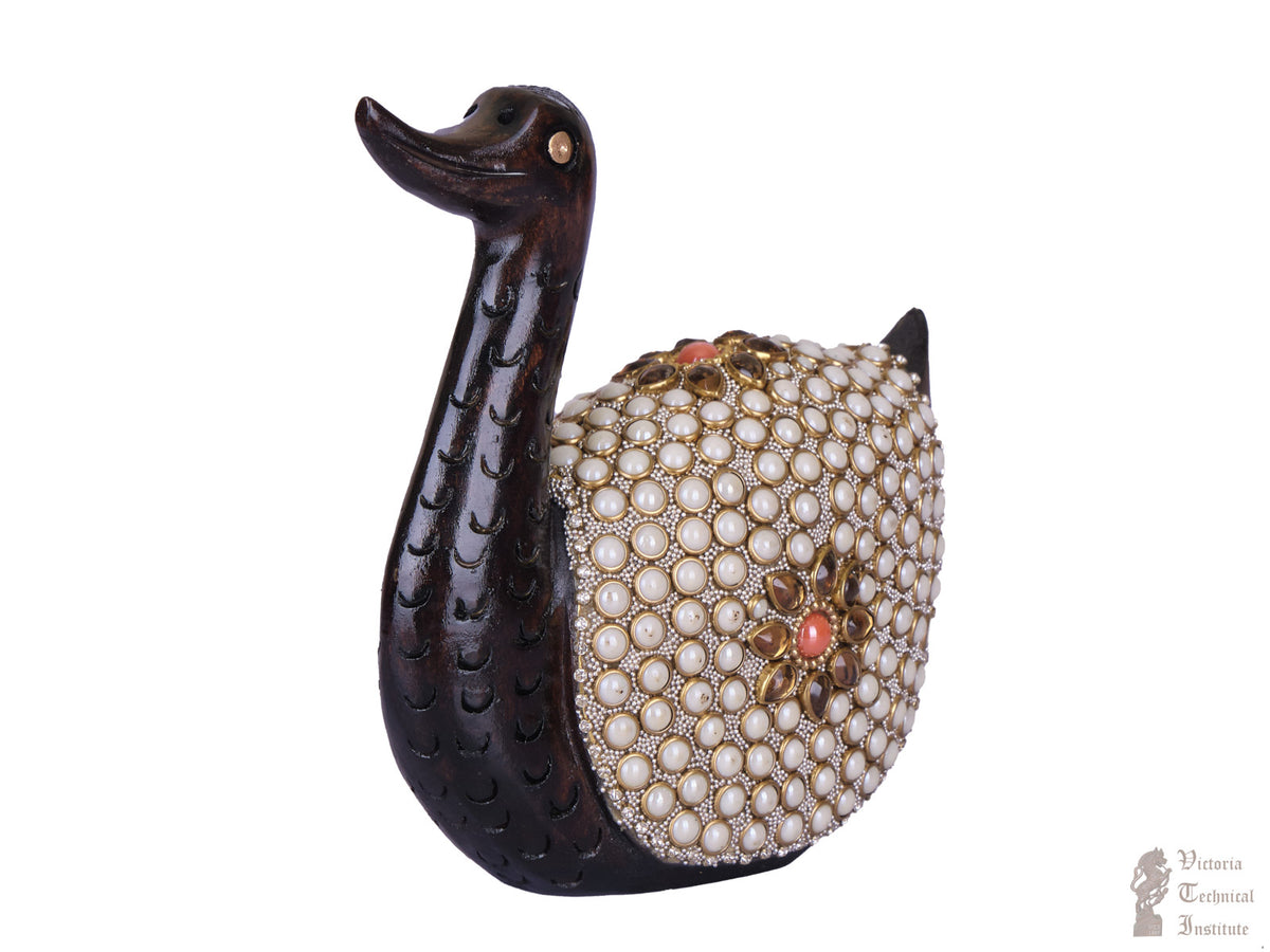 5" Handmade Wooden Moti Work Duck – VTI HERITAGE